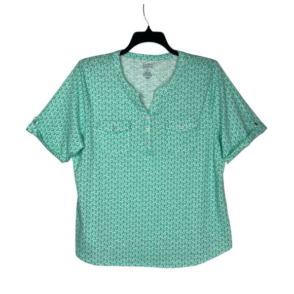 croft & barrow | Tops | Croft Barrow Xxl Top Green White Floral Henley ...